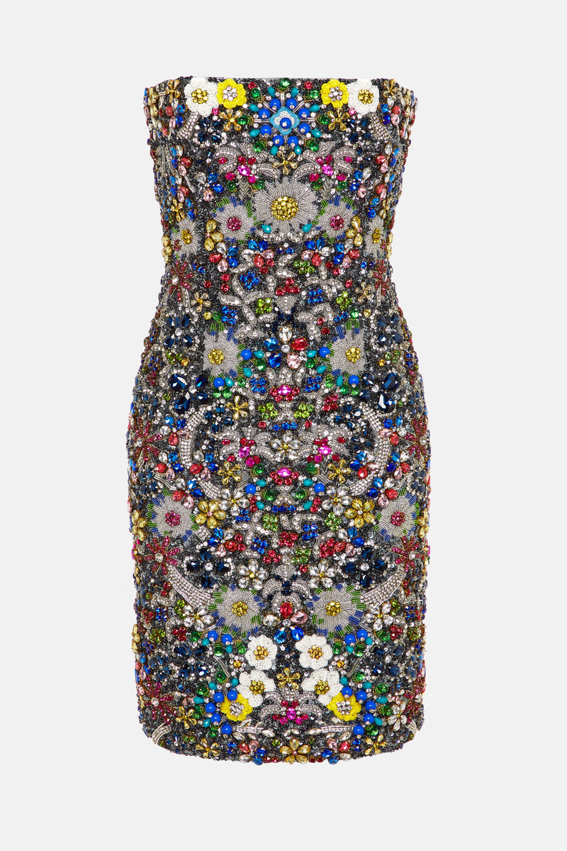 Elise Embroidered Dress Crystal Flora Smoke – marykatrantzou